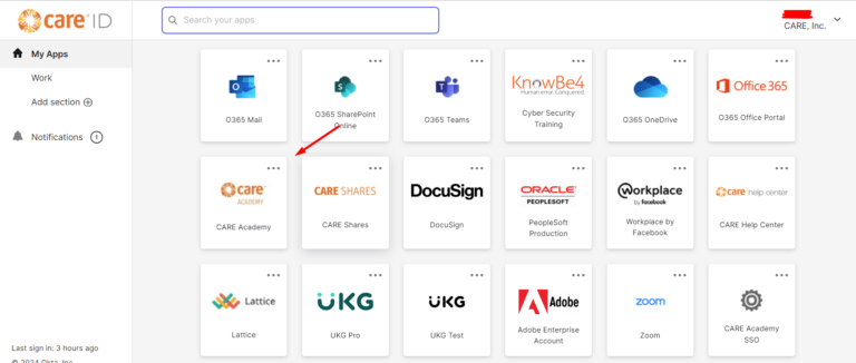 Important: Login via SSO – CARE Academy
